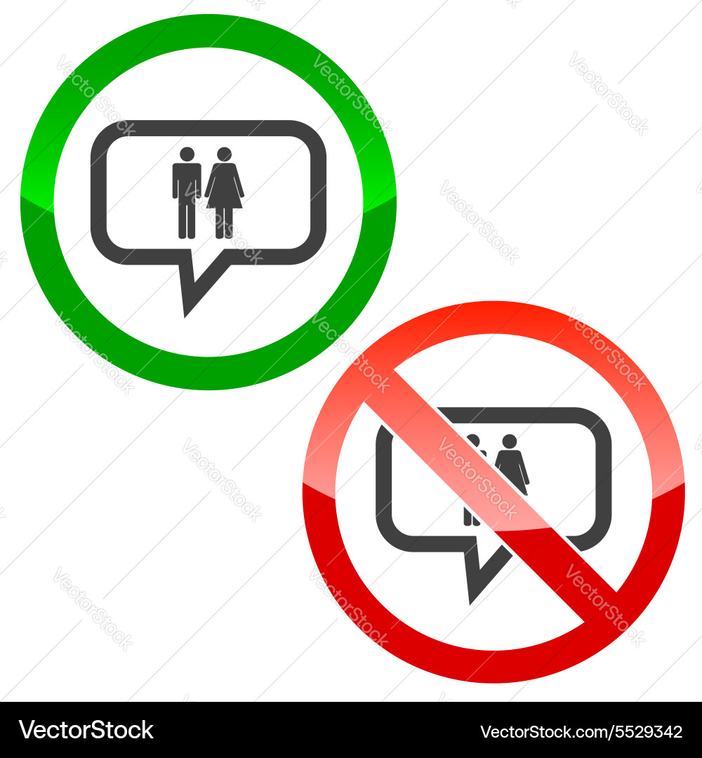 Man woman message permission signs Royalty Free Vector Image