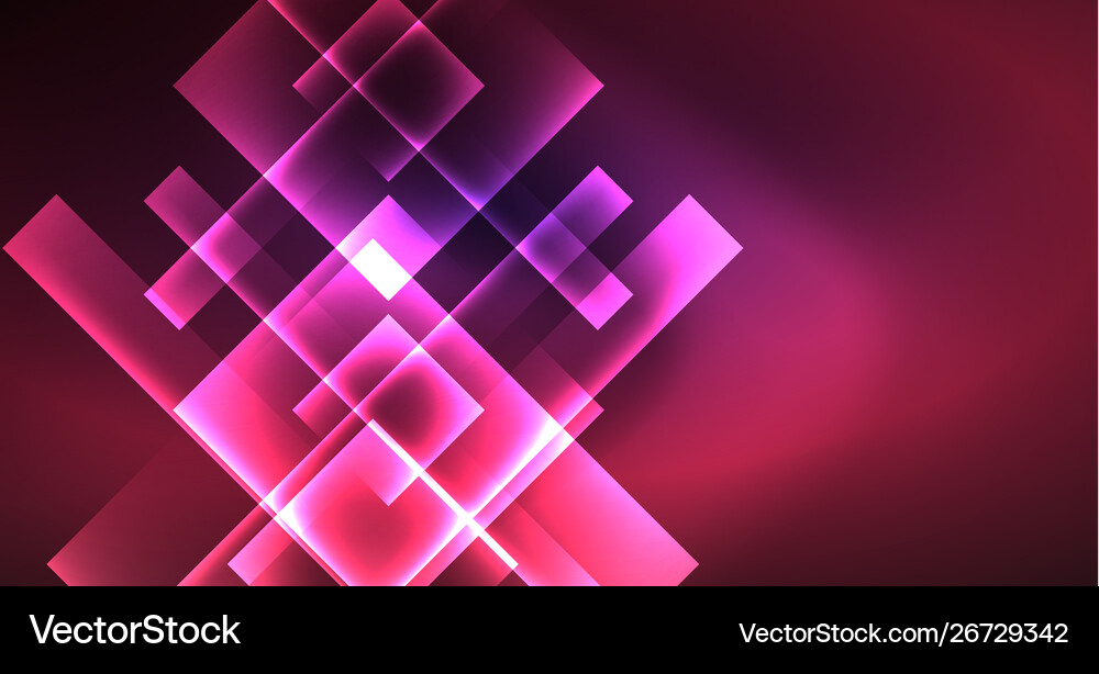 Neon shiny color squares on black modern template Vector Image