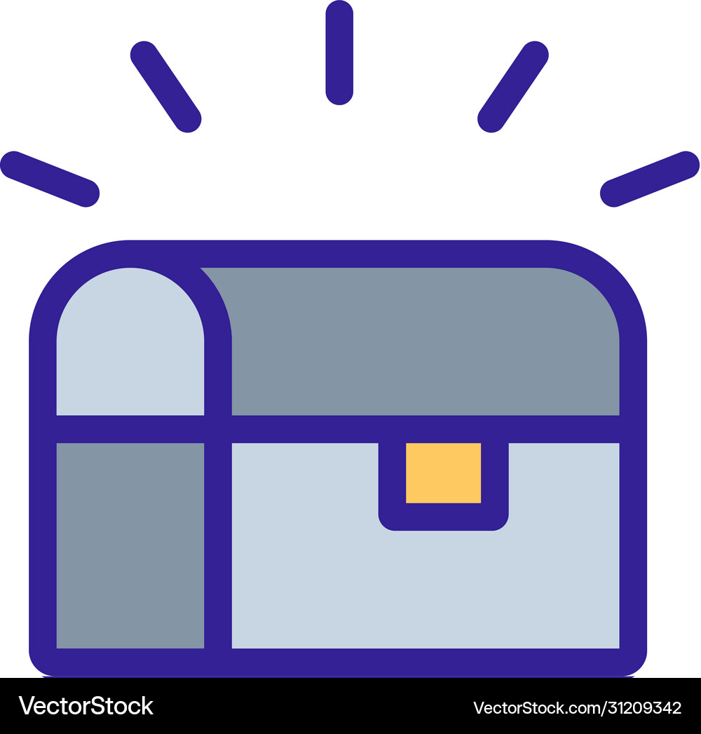 Open stuffed chest with gold icon outline Vector Image