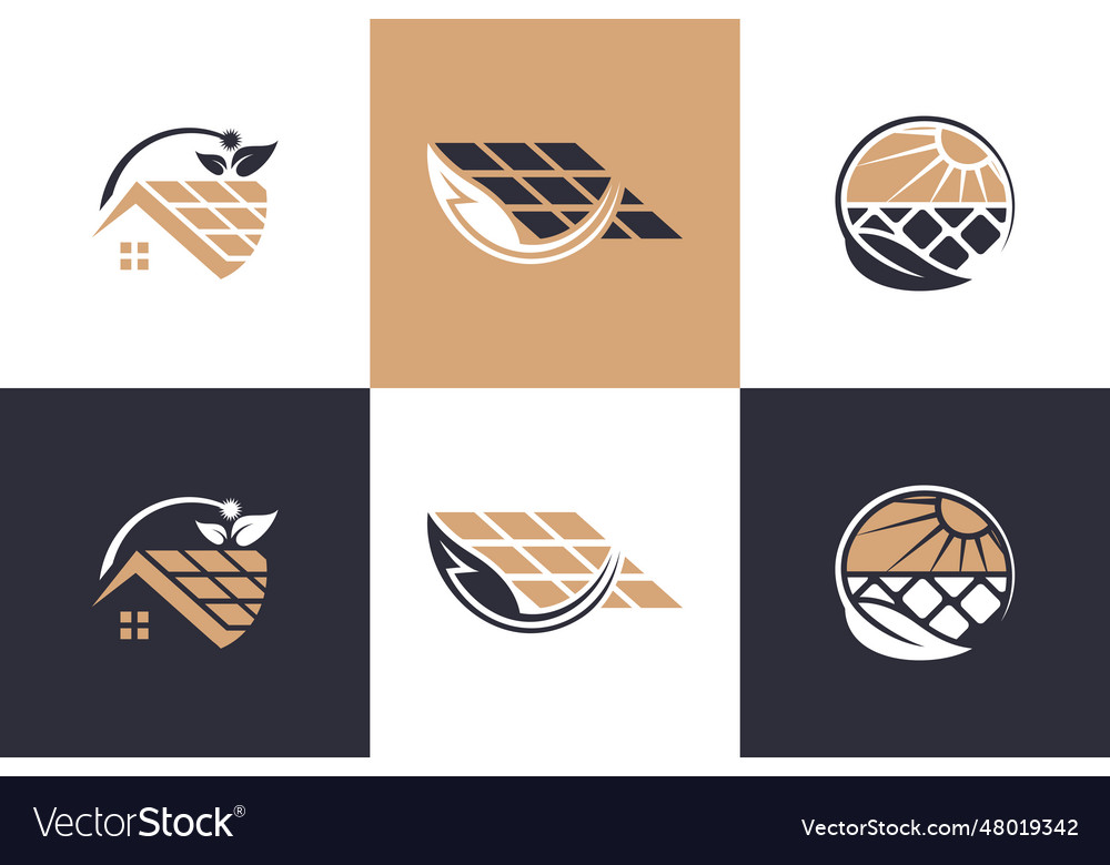Solar Tech Logo Design Element Collection For Vector Image