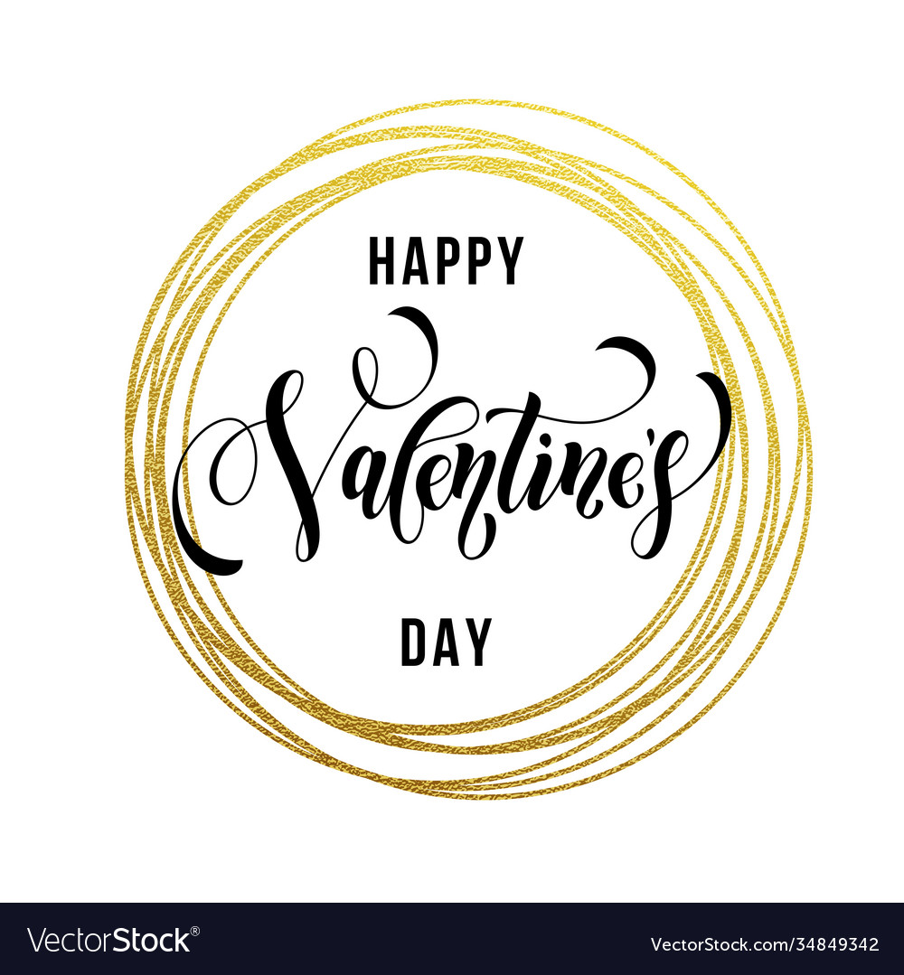 Valentine day gold love heart glitter greeting Vector Image
