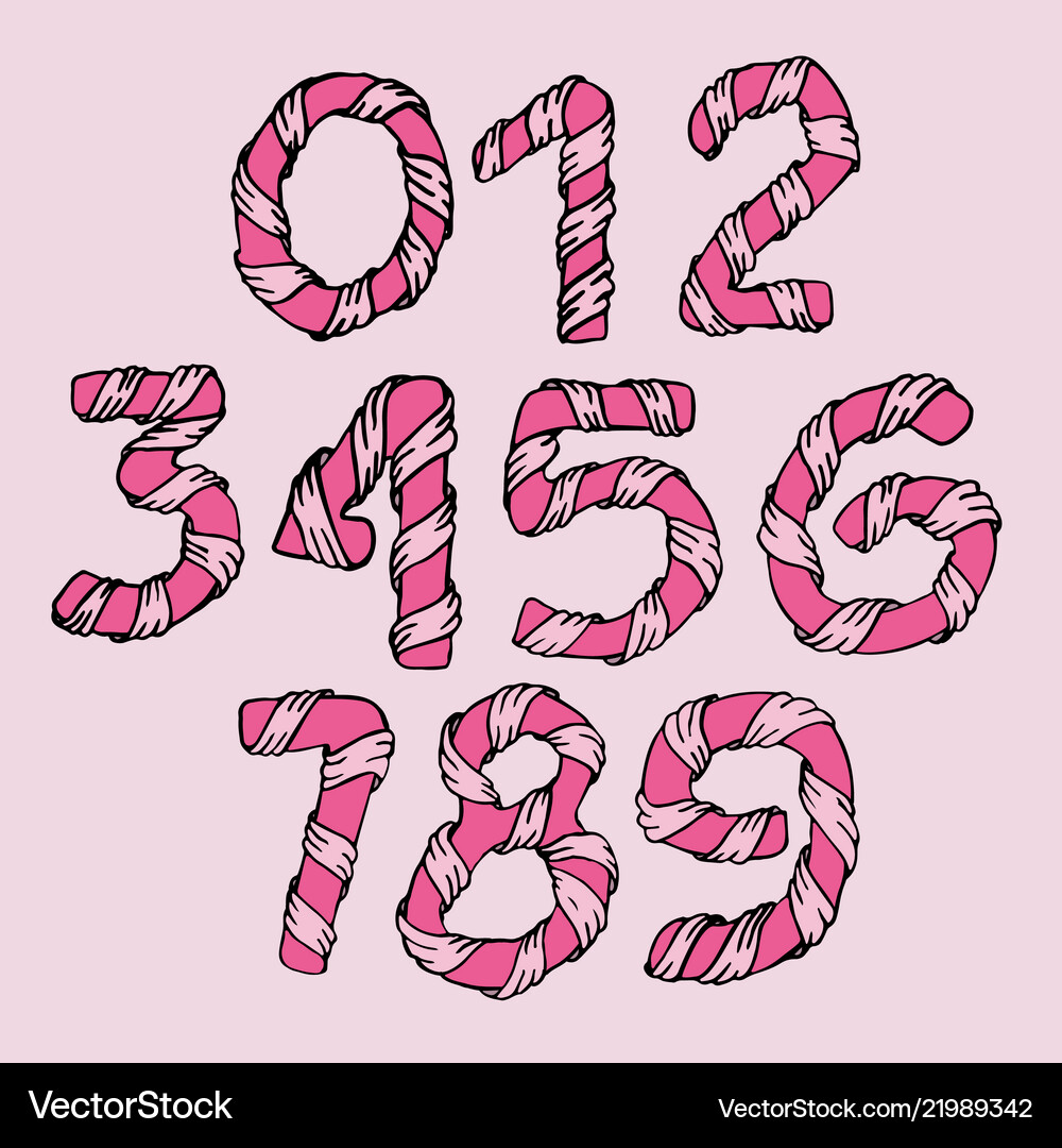 Wrapped in a pink ribbon numbers set Royalty Free Vector