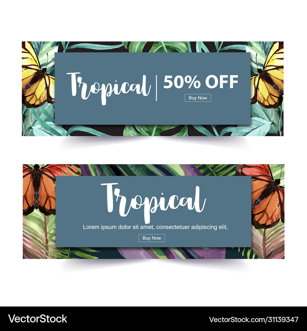 Banner design with tropical theme colorful Vector Image