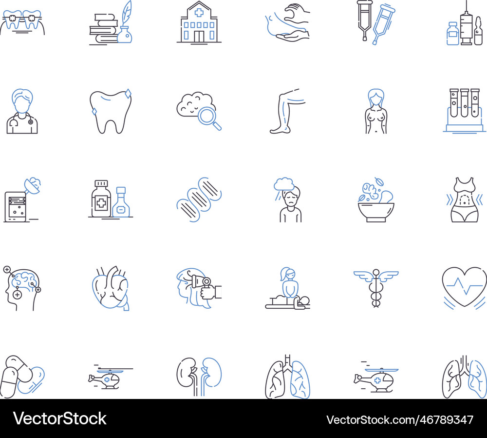 Clinical procedure line icons collection Vector Image