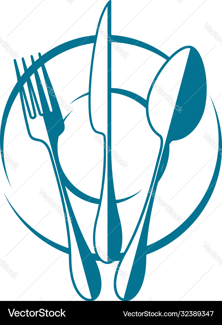 Cutlery and plate isolated utensils Royalty Free Vector