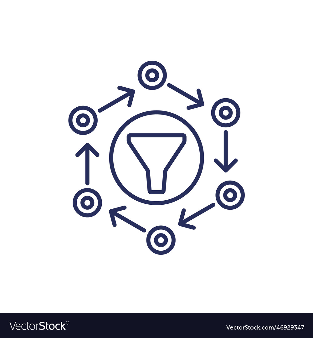 Data filtering process line icon Royalty Free Vector Image Data filtering process line icon Royalty Free Vector Image