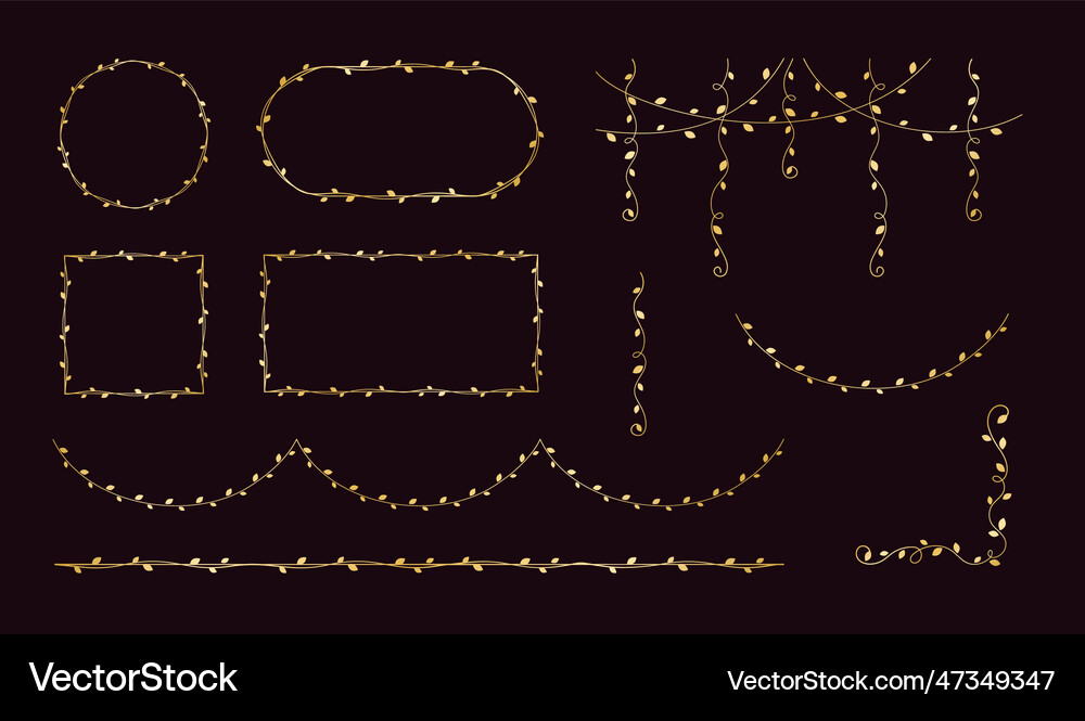 Gold vines frames and borders golden hanging vine Vector Image