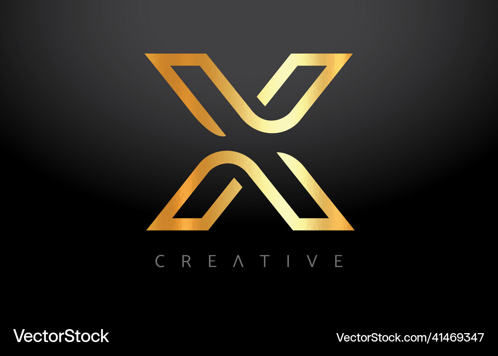 Golden x letter concept with lines monogram Vector Image