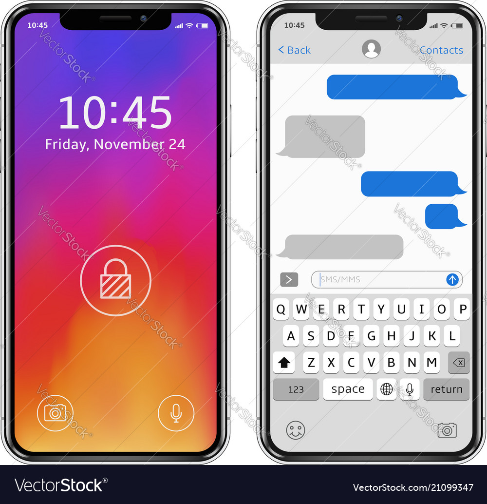 High detailed realistic smartphones Royalty Free Vector