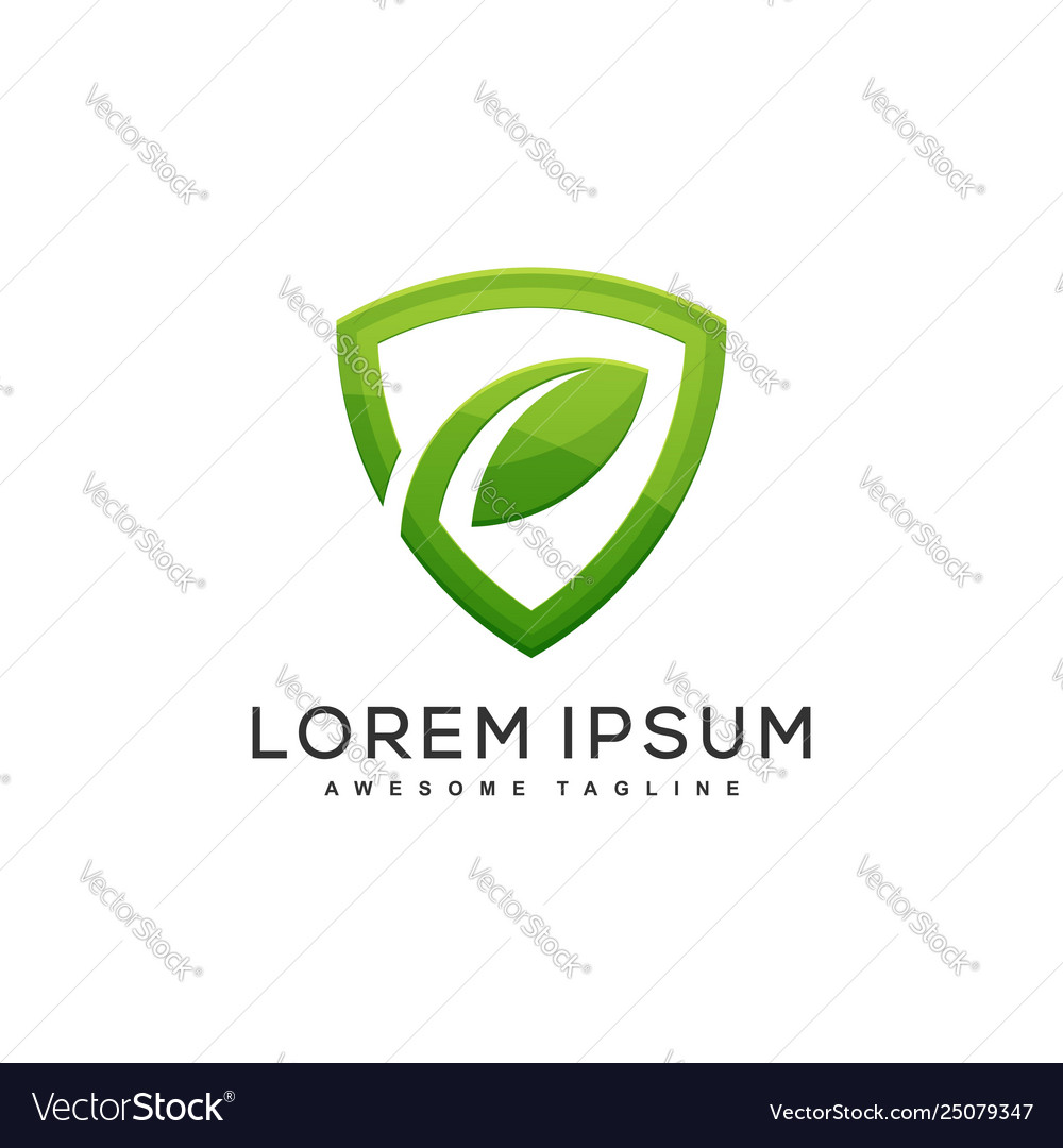 Leaf shield concept template Royalty Free Vector Image