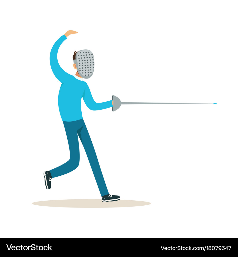 Male fencing athlete character practicing Vector Image