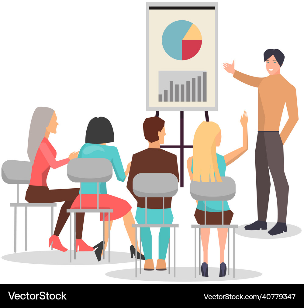 Meeting to discuss starting project business plan Vector Image