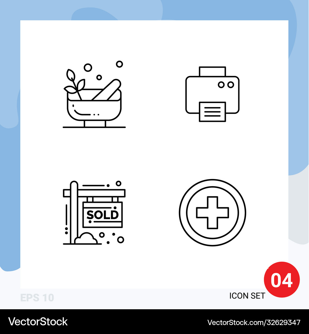Mobile interface line set 4 pictograms of Vector Image