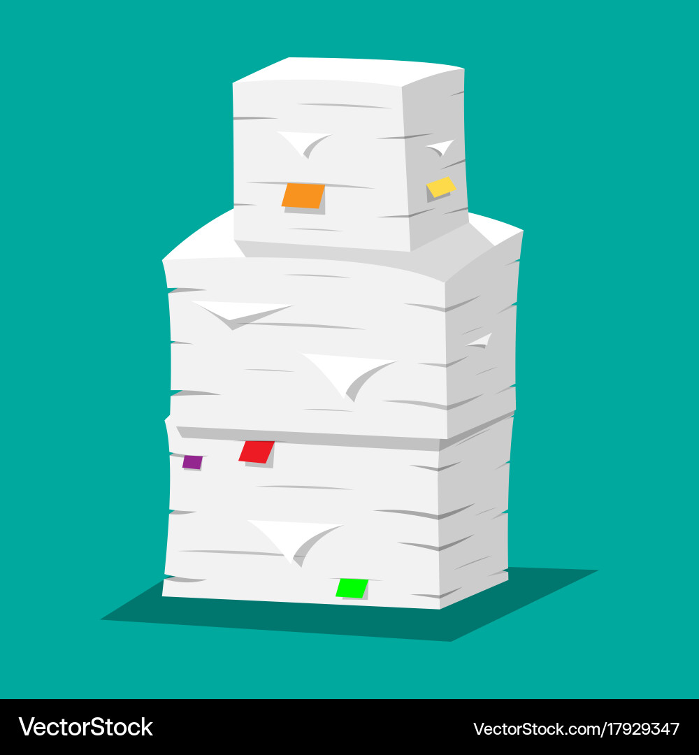 Pile of papers office documents heap Royalty Free Vector