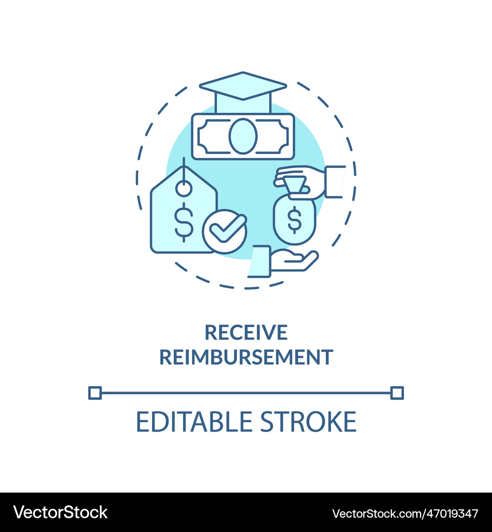 Receive reimbursement turquoise concept icon Vector Image