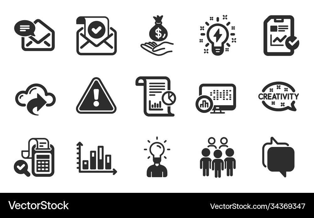 Report statistics report and new mail icons set Vector Image