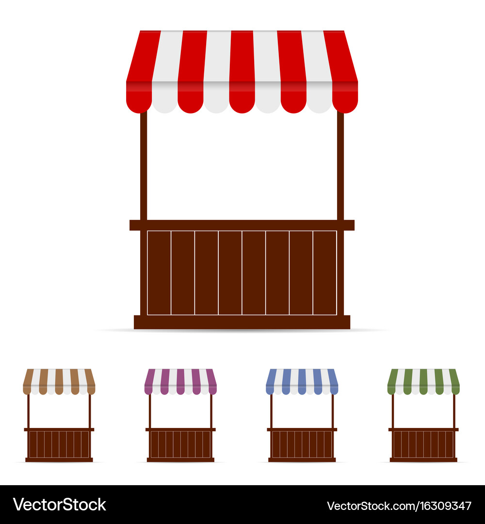 Street stall market set three Royalty Free Vector Image