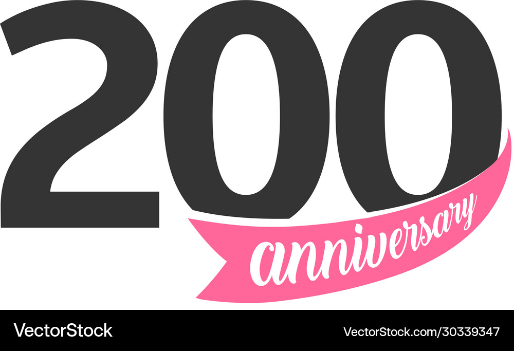 Two hundred anniversary logo number 200 Royalty Free Vector