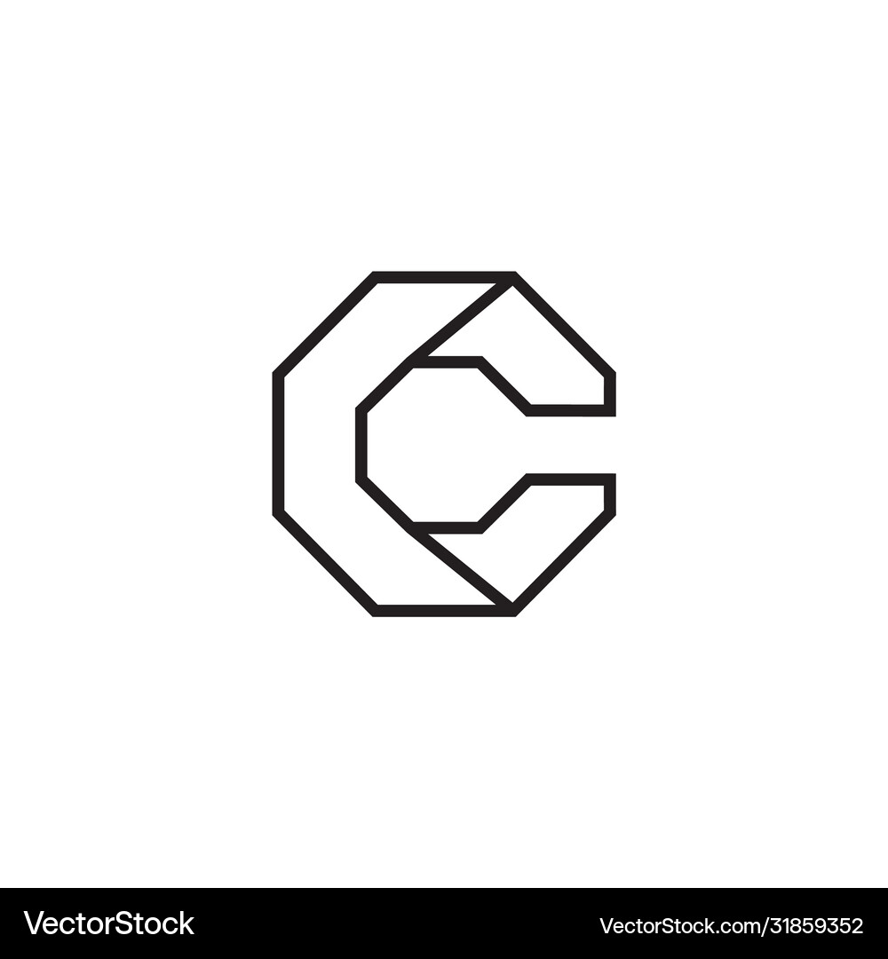 C geometric hexagon letter line logo design Vector Image