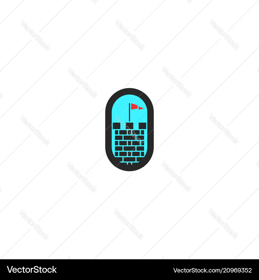 Castle logo minimal style watchtower with red Vector Image