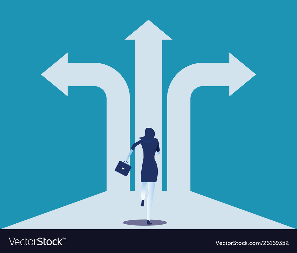 Choice way businesswoman with crossroads Vector Image