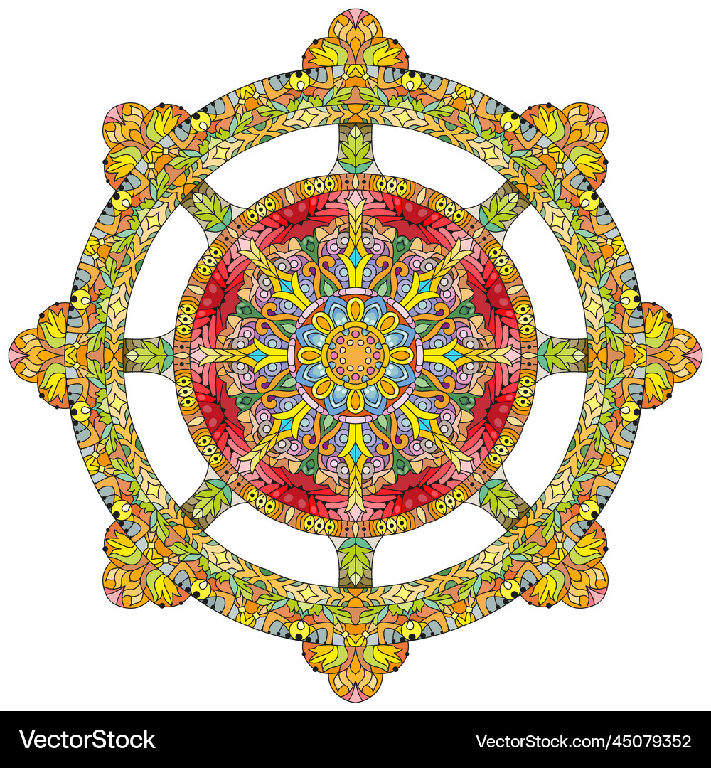 Dharmachakra: The Wheel of Dharma Royalty Free Vector Image