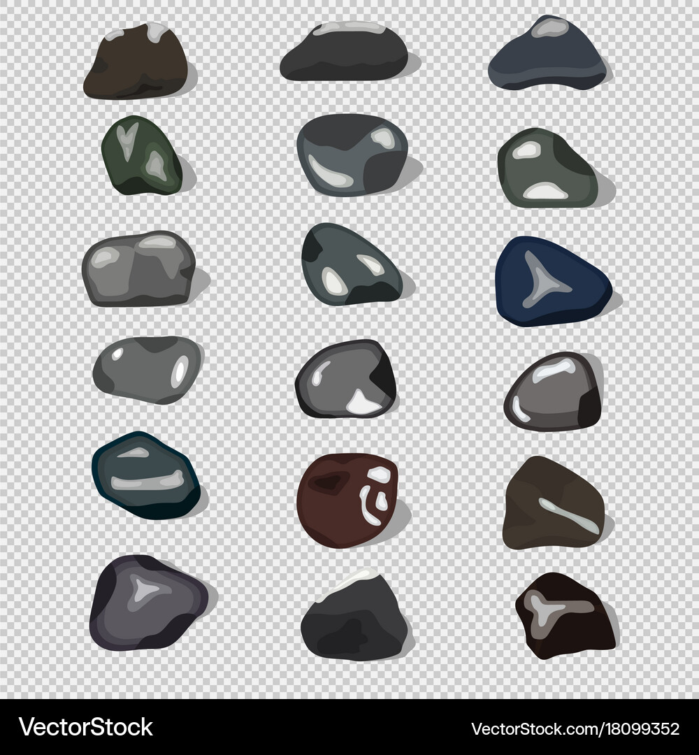 Eighteen natural stones and shadows Royalty Free Vector