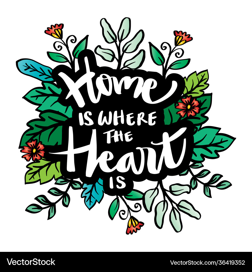 Home is where heart hand lettering Royalty Free Vector Image