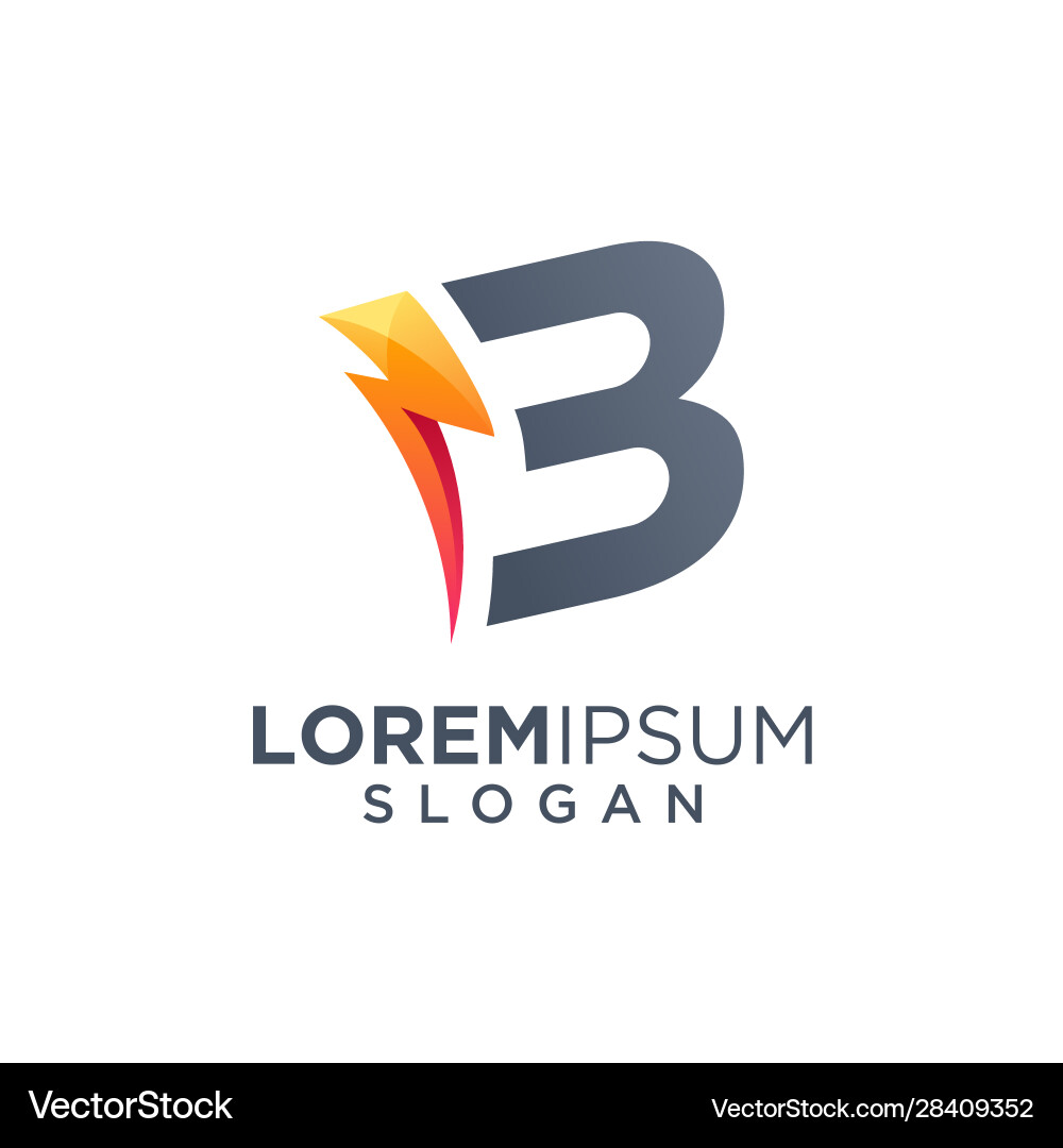 Letter b bolt lightning logo icon design template Vector Image
