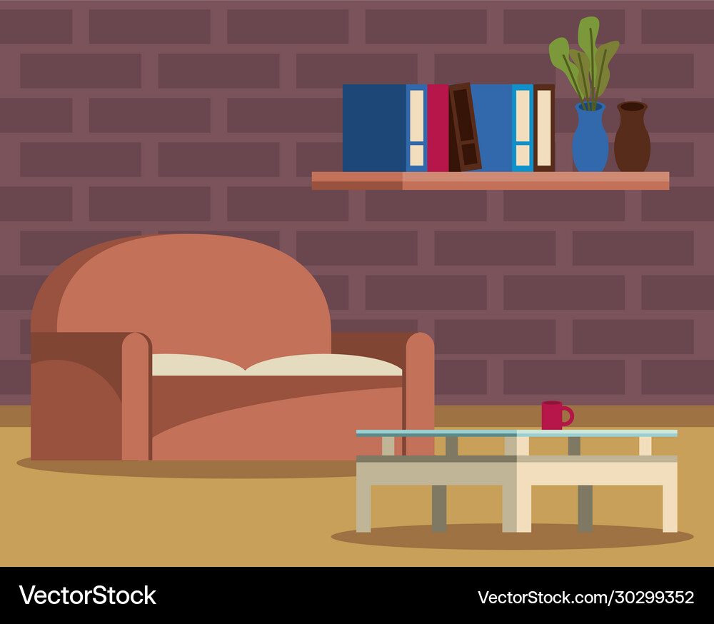 Living room house scene icon Royalty Free Vector Image
