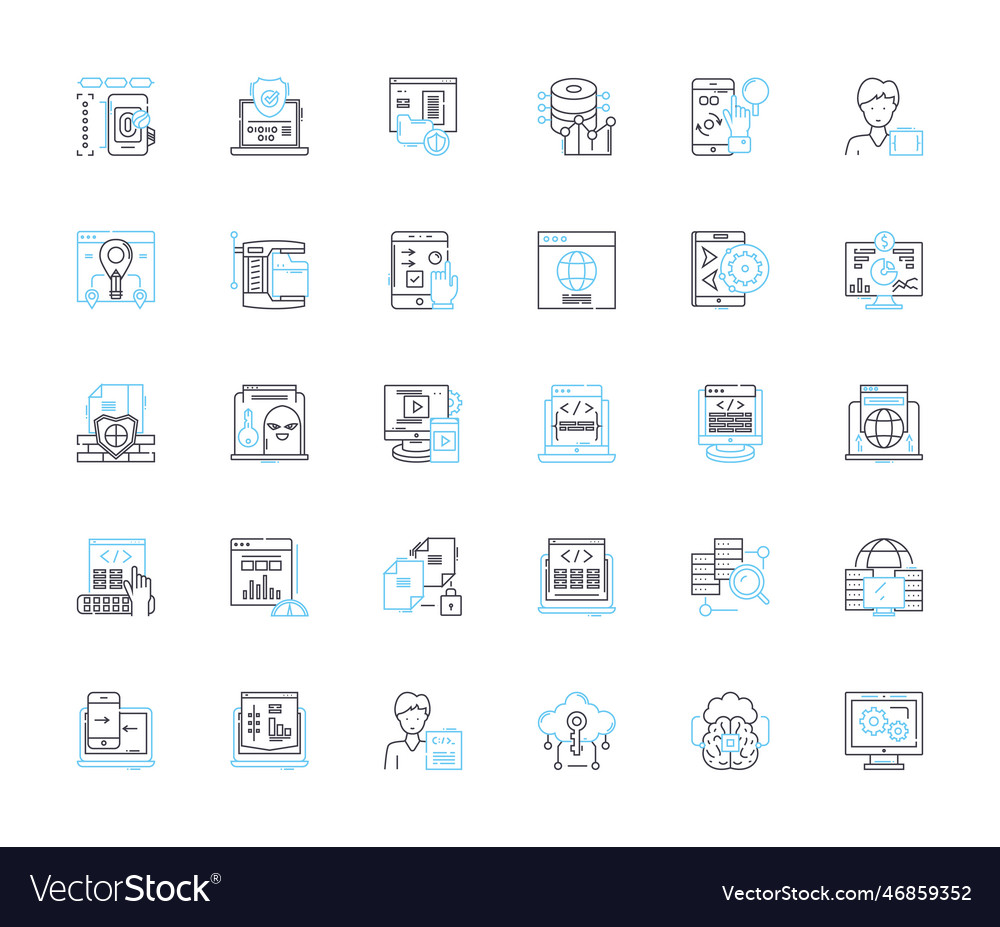Mobile computing linear icons set portability Vector Image Mobile computing linear icons set portability Vector Image