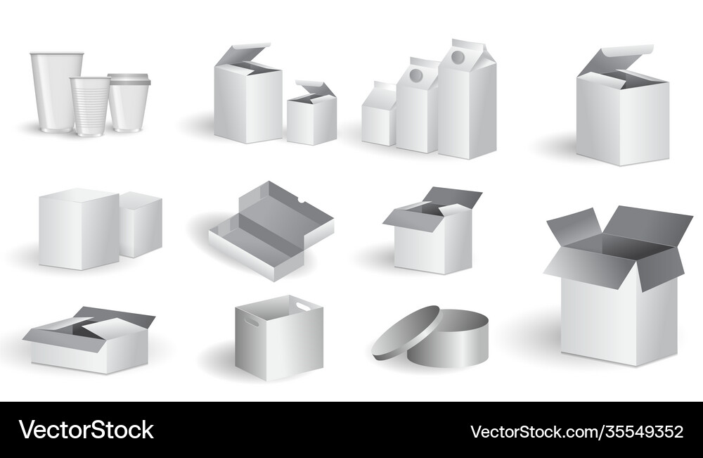 Set packaging paper cup carton or food Royalty Free Vector