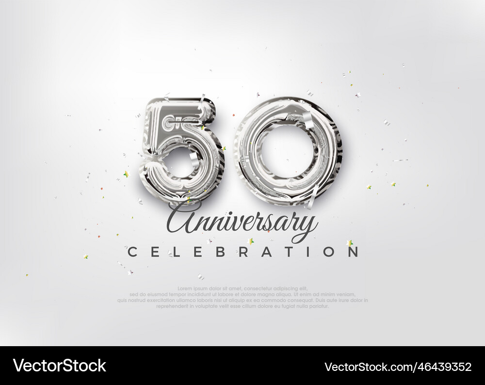 Silver balloon number premium 50th anniversary Vector Image