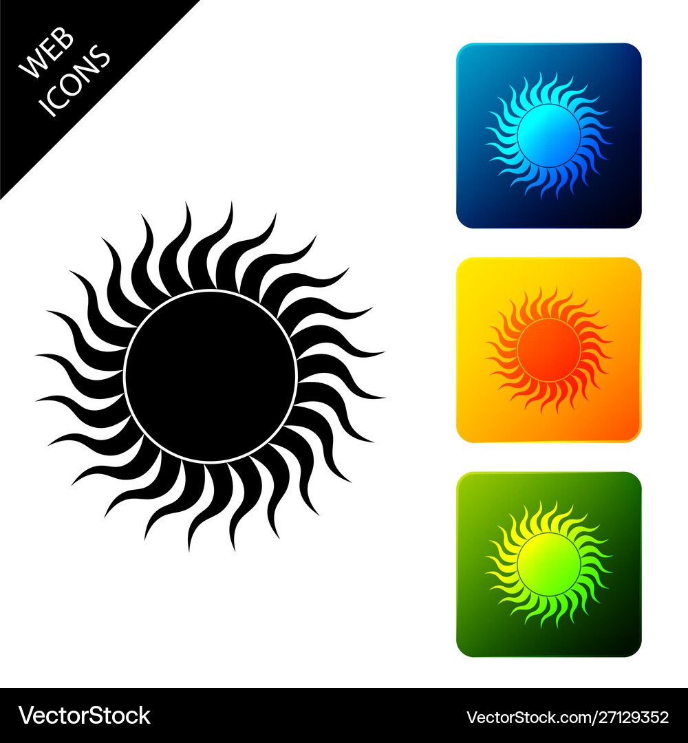 Sun icon isolated on white background set icons Vector Image