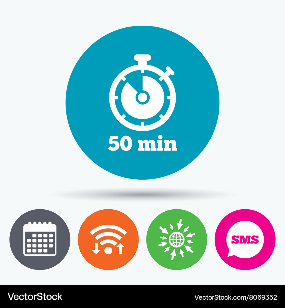 Timer sign icon 50 minutes stopwatch symbol Vector Image