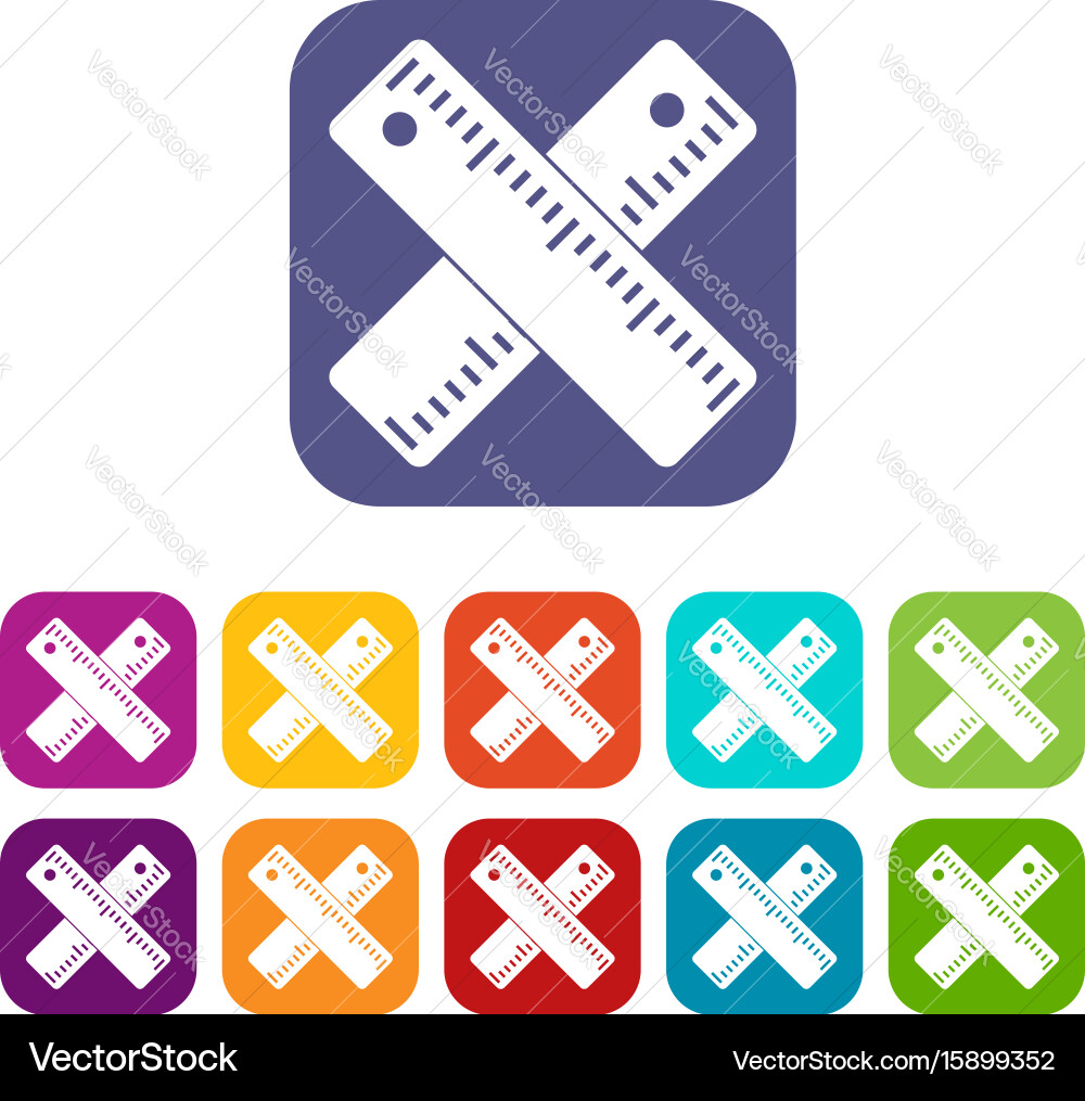 Two crossed rulers icons set Royalty Free Vector Image