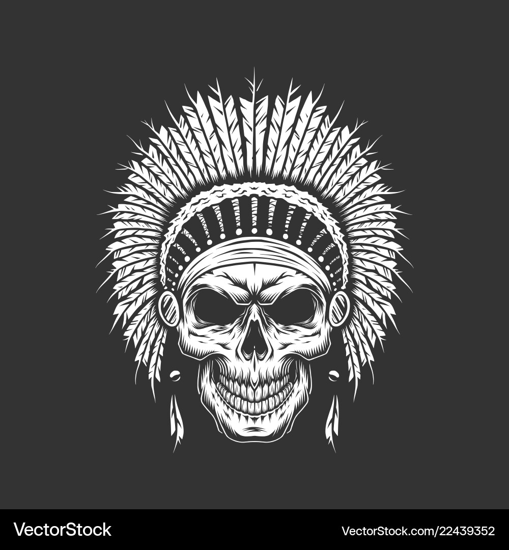 Vintage native american indian skull Royalty Free Vector