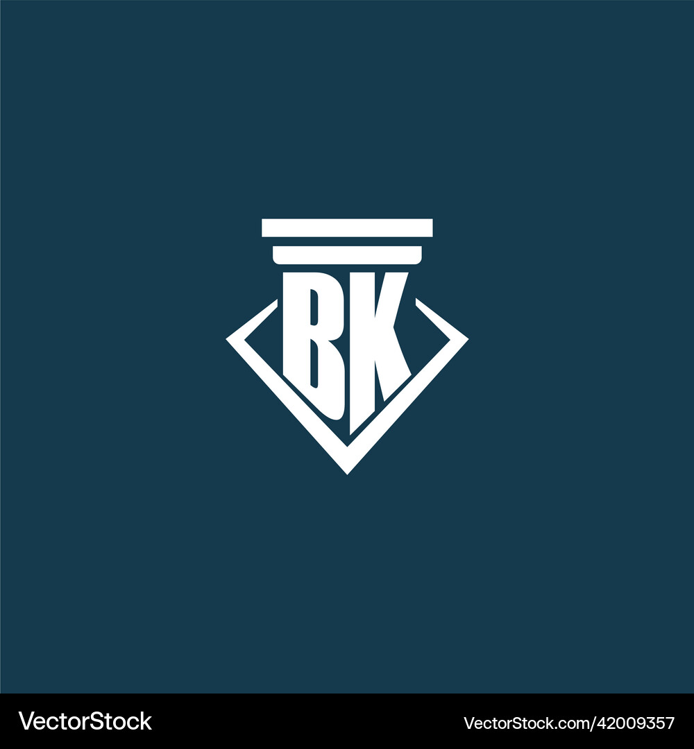 Bk initial monogram logo for law firm lawyer Vector Image
