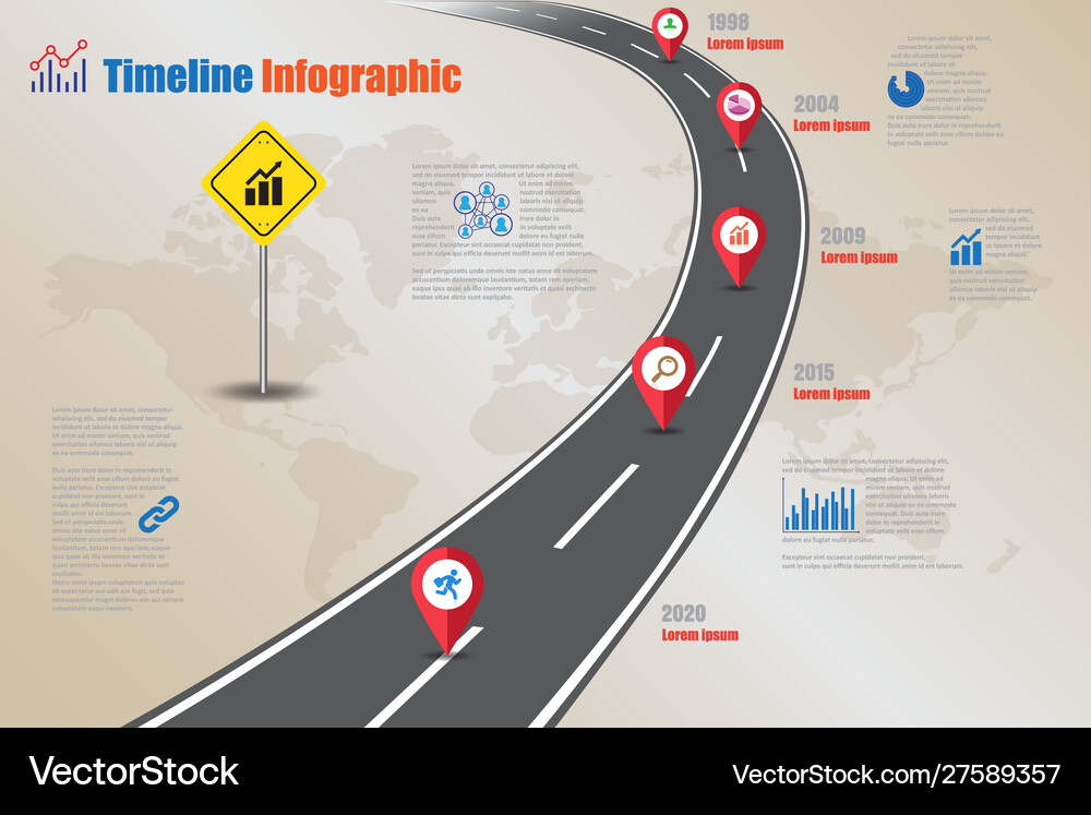 Business road map timeline infographic Royalty Free Vector