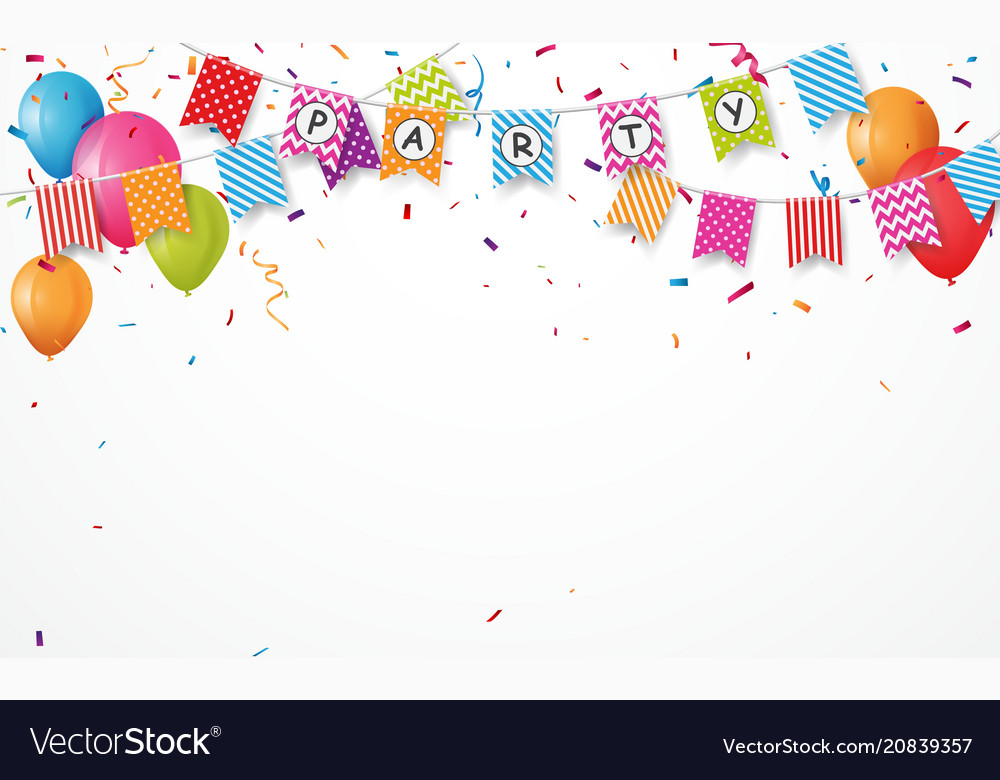 Colorful birthday balloon with confetti Royalty Free Vector