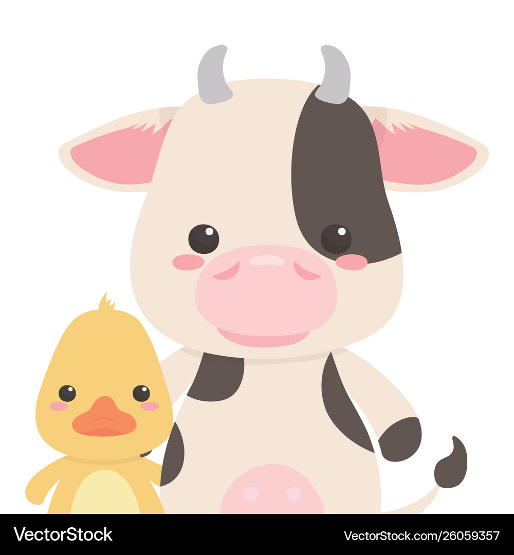Duck and cow cartoon design Royalty Free Vector Image