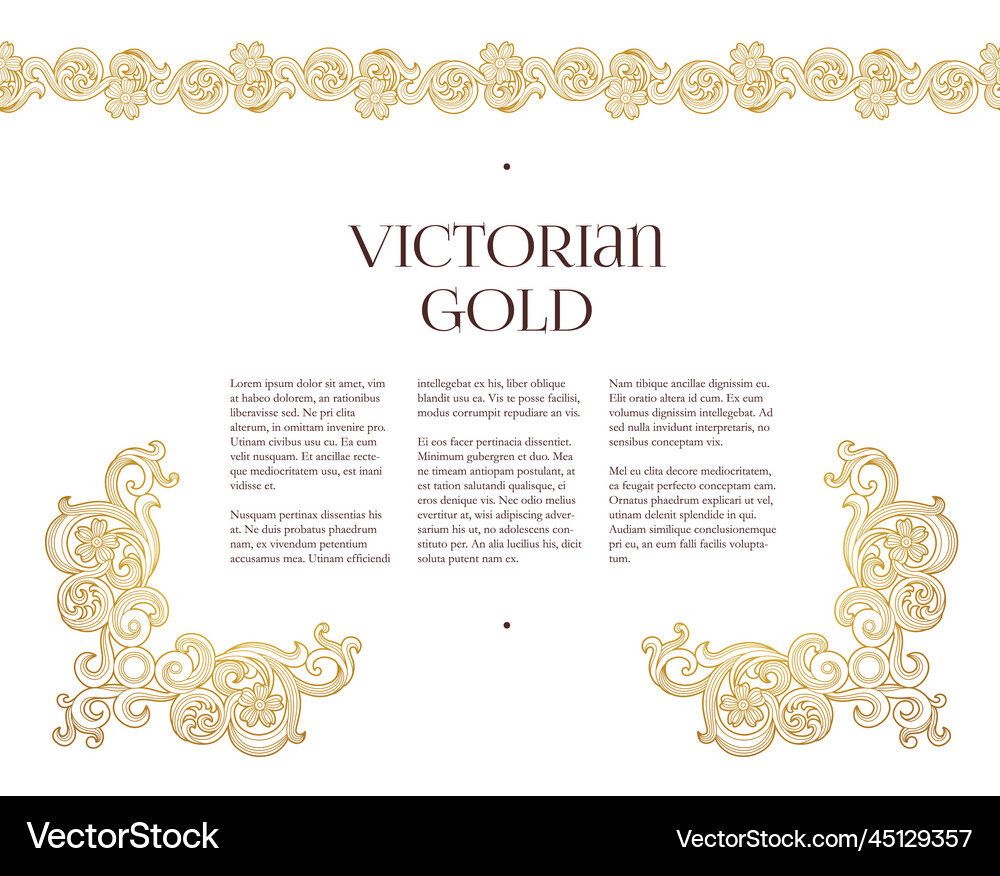 Golden seamless border vignettes for design Vector Image