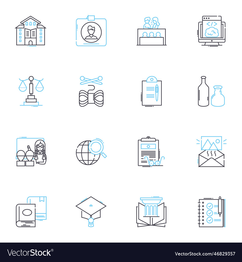 Homework linear icons set assignments studying Vector Image