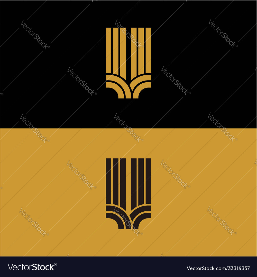 Initial v letter monogram linear pattern gold Vector Image Initial v letter monogram linear pattern gold Vector Image
