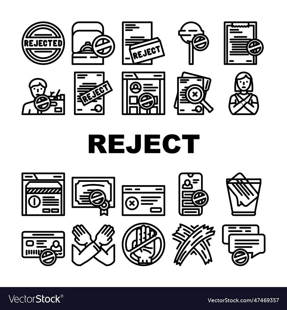 Reject deny document cancel icons set Royalty Free Vector Reject deny document cancel icons set Royalty Free Vector