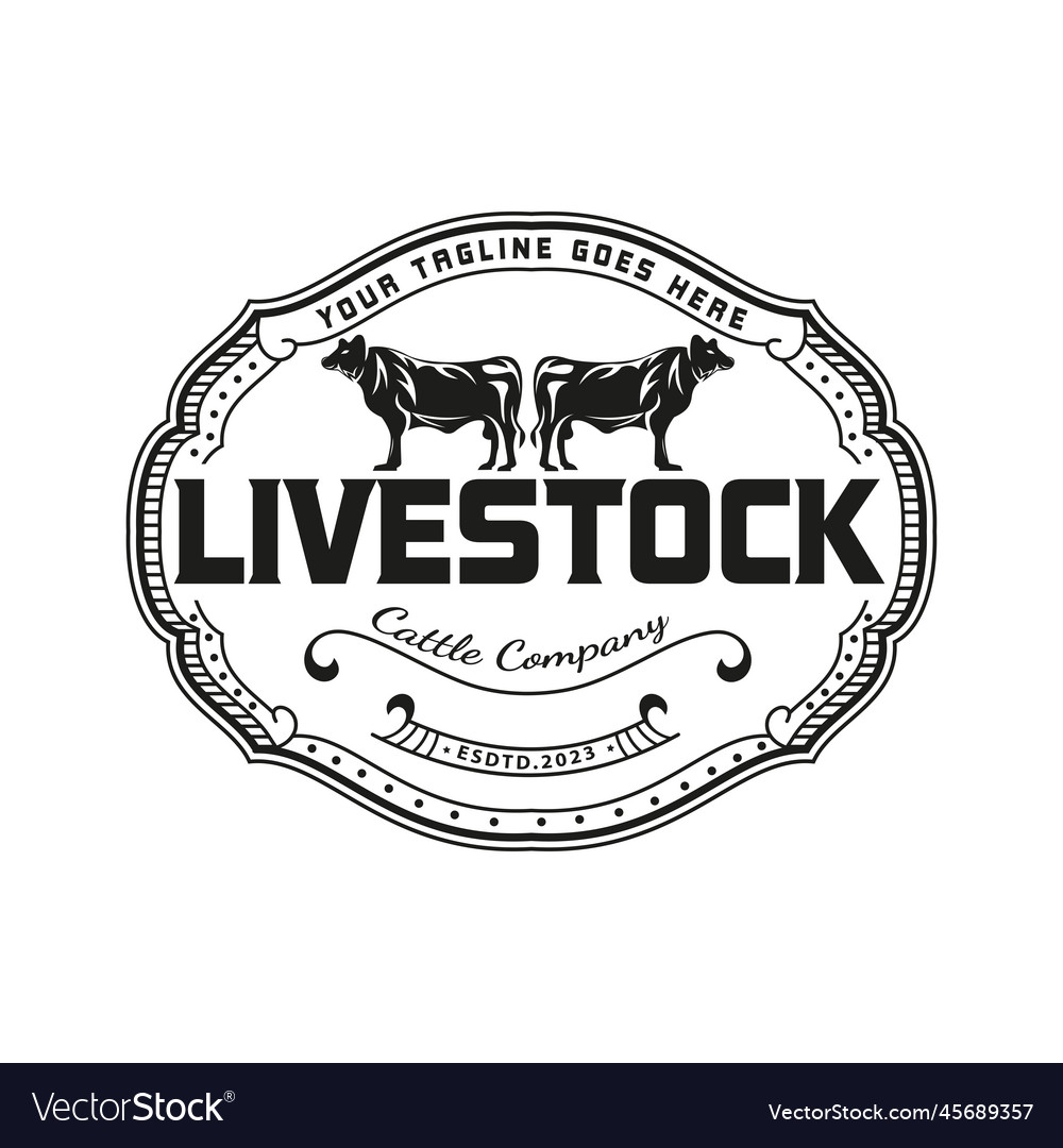 Retro vintage of livestock beef emblem cattle Vector Image