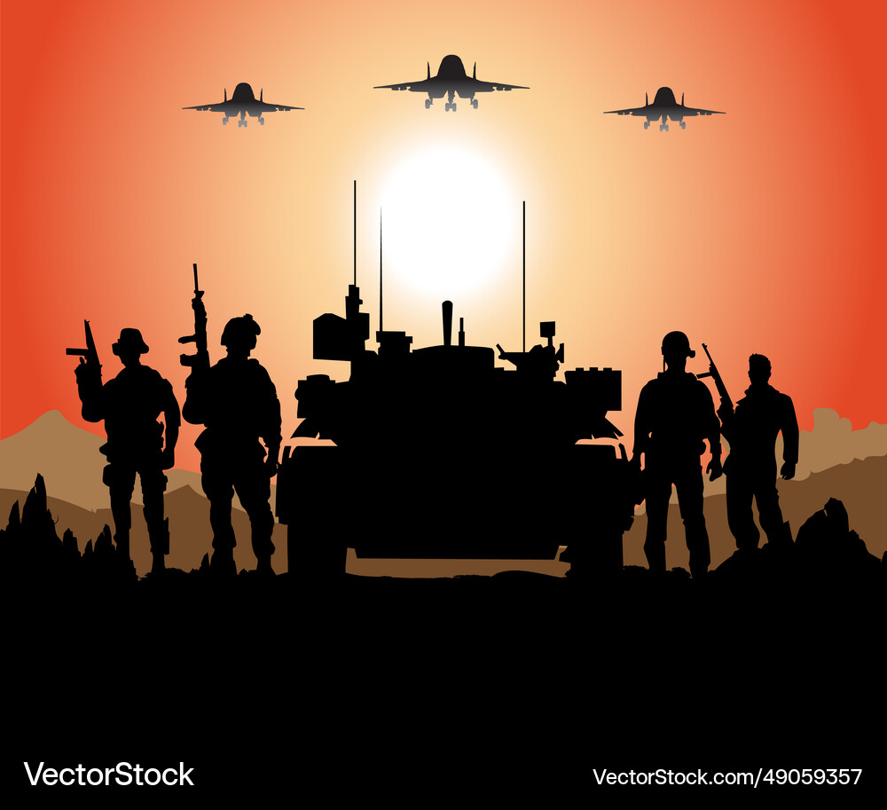 Soldiers on the battlefield Royalty Free Vector Image