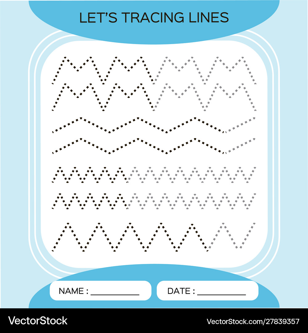 Tracing lines activity for early years preschool Vector Image