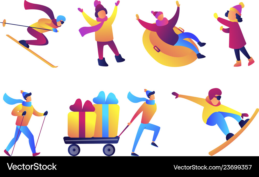 Winter fun and sports set Royalty Free Vector Image