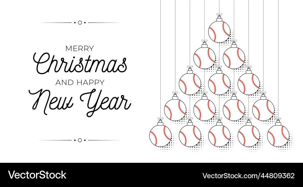 Baseball christmas and new year bauble tree Vector Image